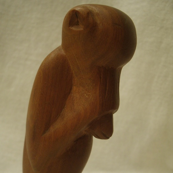 Handmade | Accents | Vintage African Hand Carved Wood Baboon Figurine ...